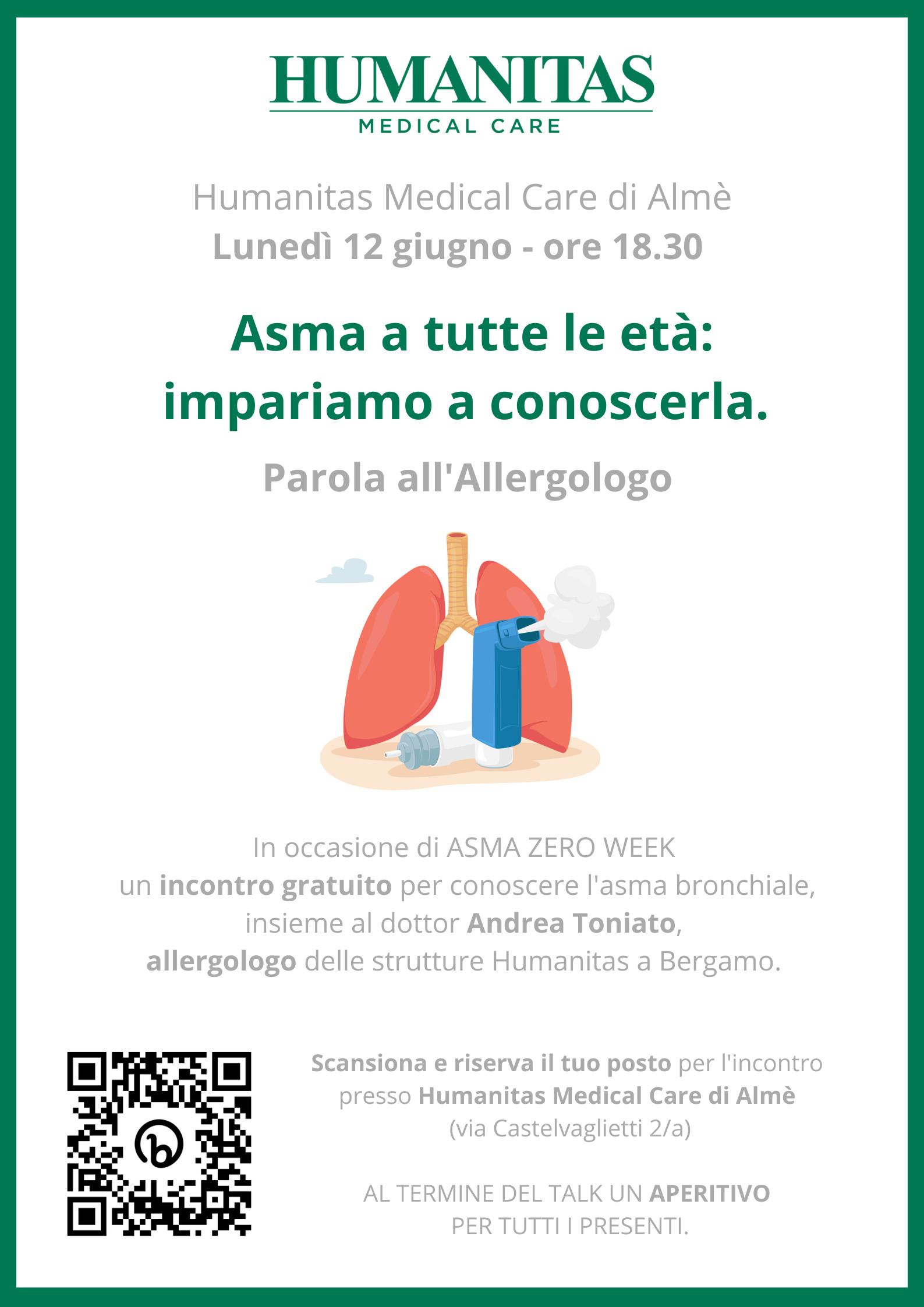 Ad Almè il talk gratuito: “Asma a tutte le età, impariamo a conoscerla ...